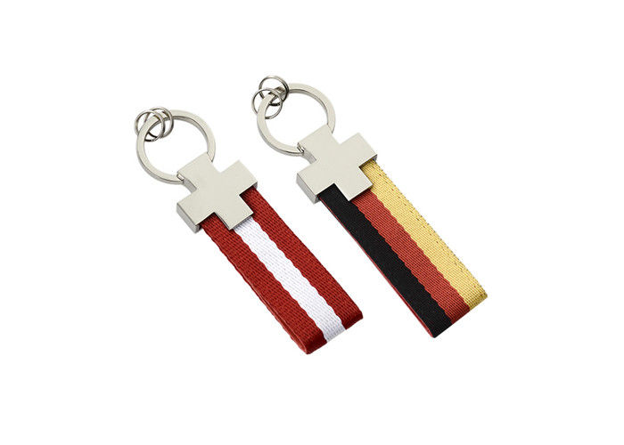 Webbing Strap Leather Key Holder Rectangle Iron Keyring Pantone Color