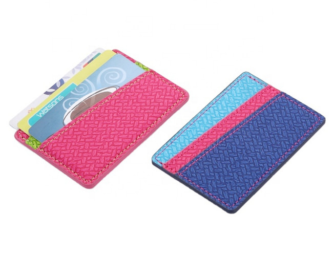 Rectangle Credit Card Organizer Wallet PU Leather Weave Wallet ...